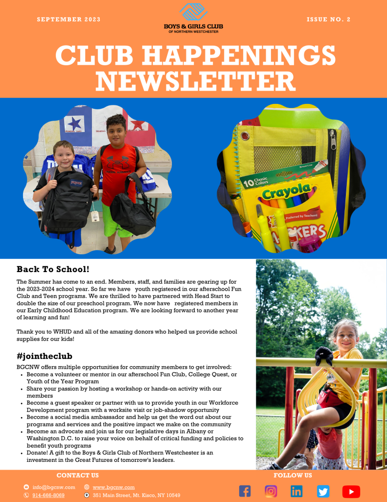 Club Happenings Newsletter - BOYS & GIRLS CLUB